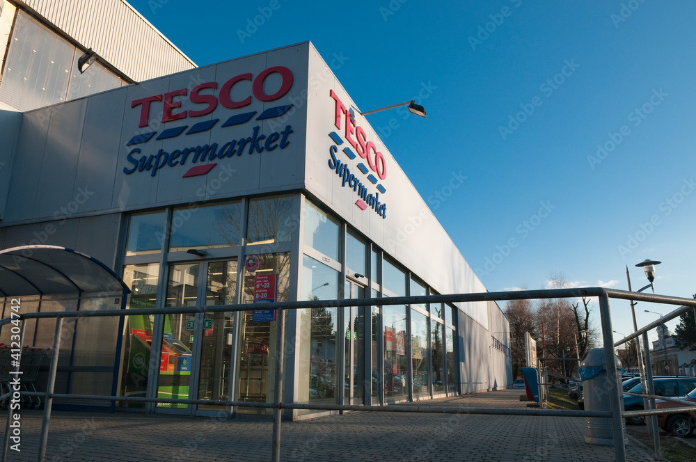 Tesco store in Wadowice Poland Stock Photo | Adobe Stock