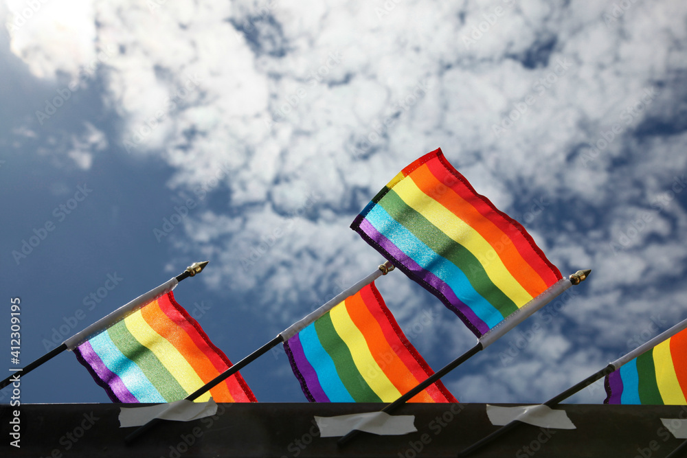 Gay pride flags in support of the LGBTQ community Stock Photo | Adobe Stock