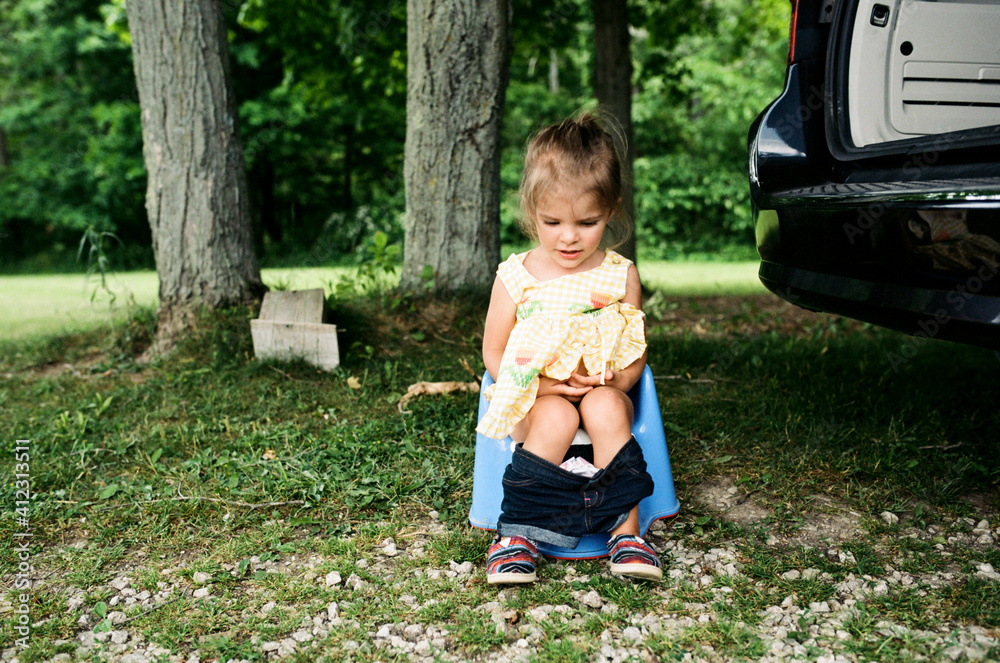 Little Girl Takes Potty Break Stock Photo Adobe Stock