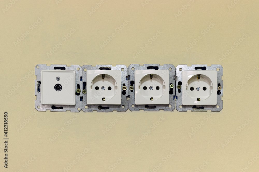 Installation of new electrical wiring, plastic boxes for future sockets ...