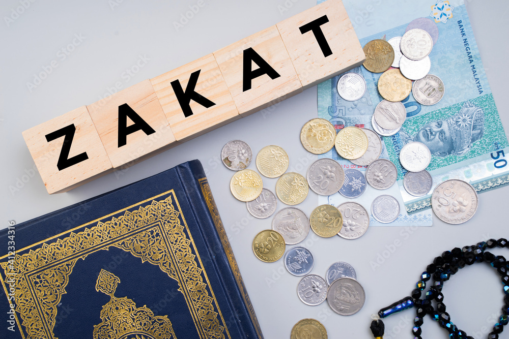 Islamic zakat concept. A contribution structure for Muslims or Moslems to help the poor and ...