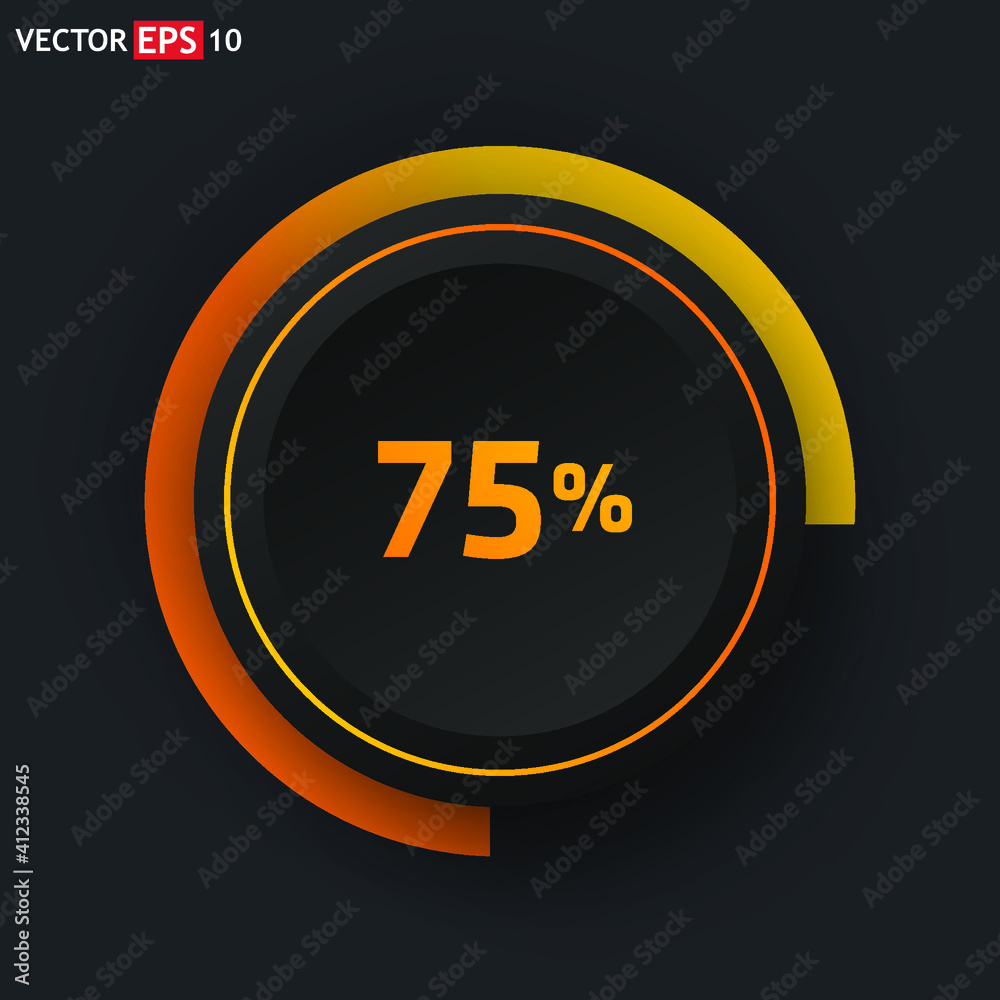 75 percent pie chart. Circle diagram business illustration, Percentage ...