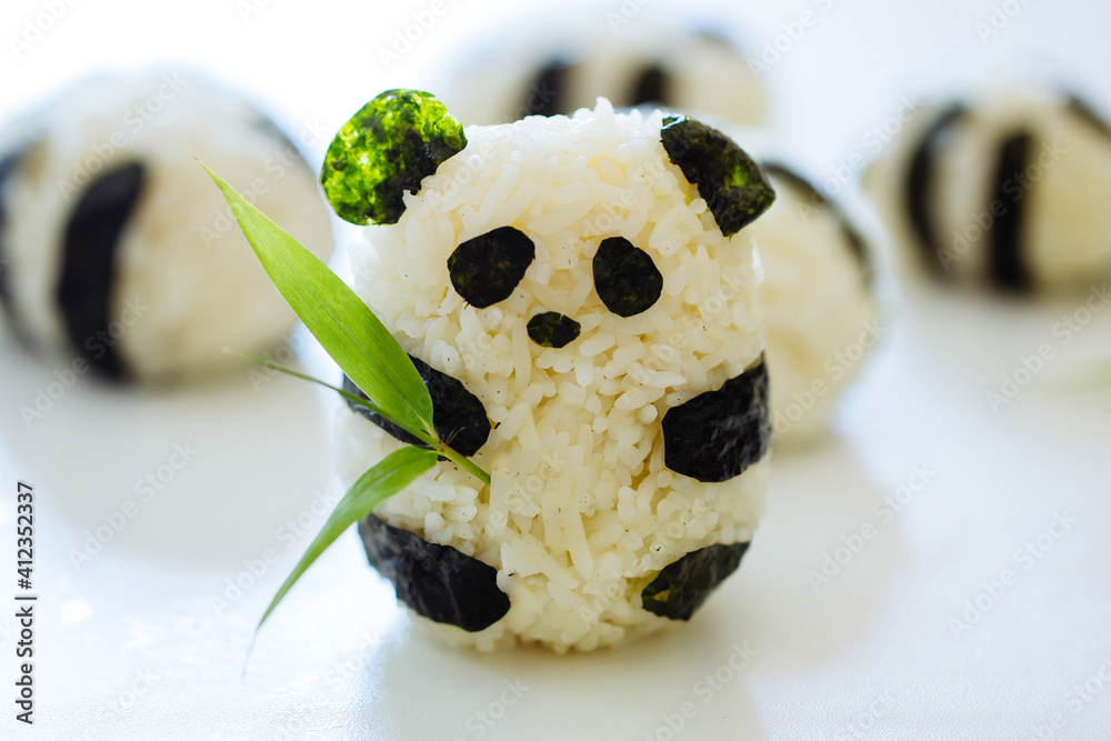 3D Panda Rice Cake holding bamboo Stock Photo | Adobe Stock