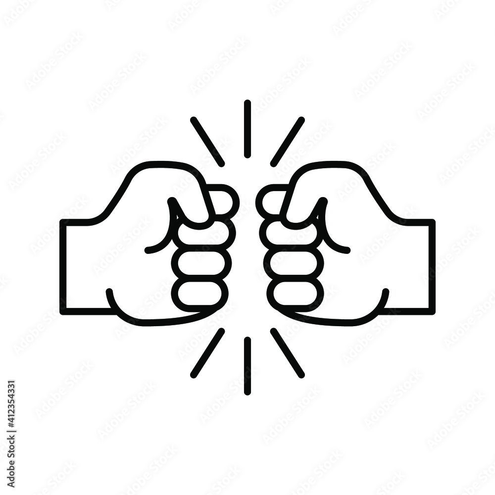 Vecteur Stock Fist bump line icon. Bro fist bump or power five pound ...