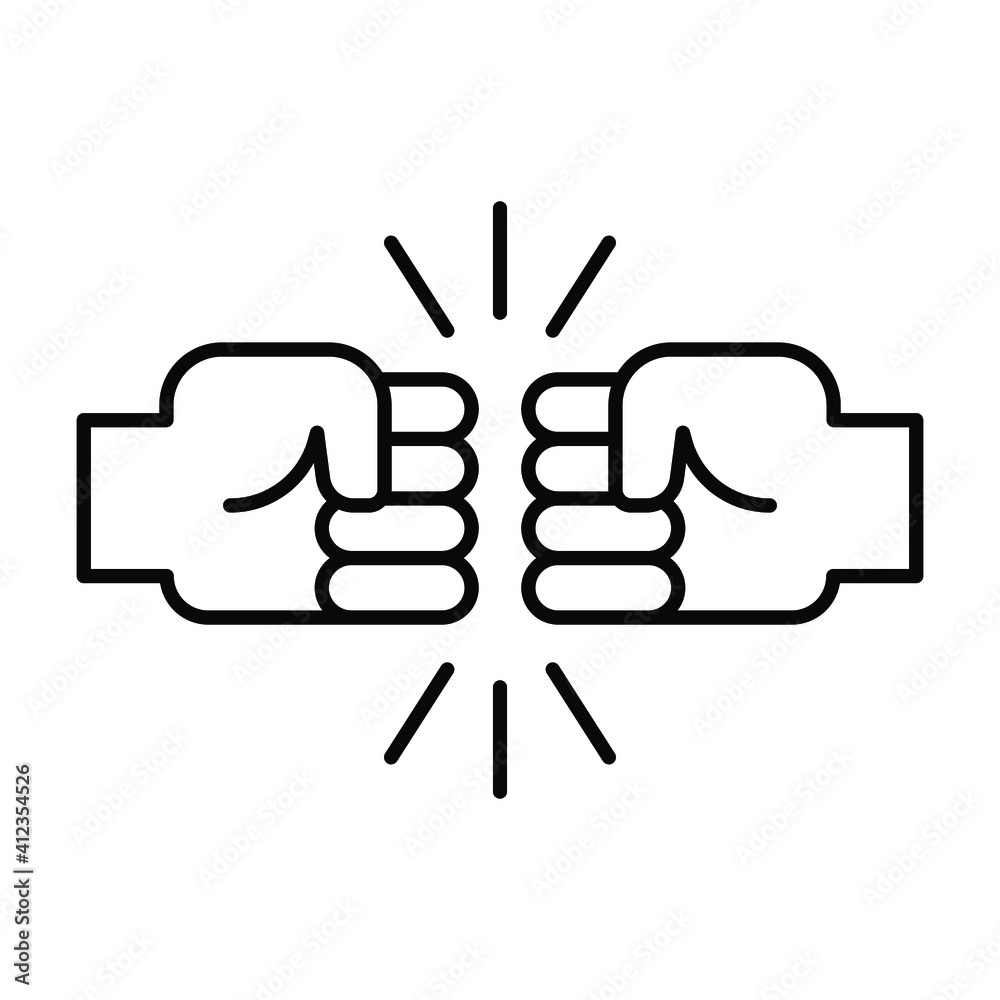 Fist bump line icon. Bro fist bump or power five pound outline style ...