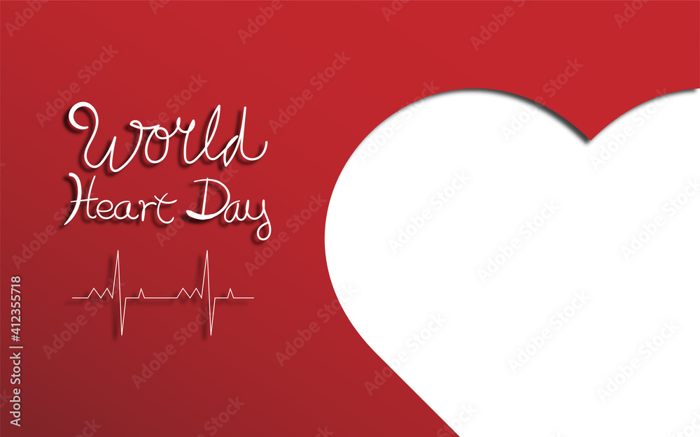 World Heart Day, heart shape symbol logo with stethoscope in hand drawn ...