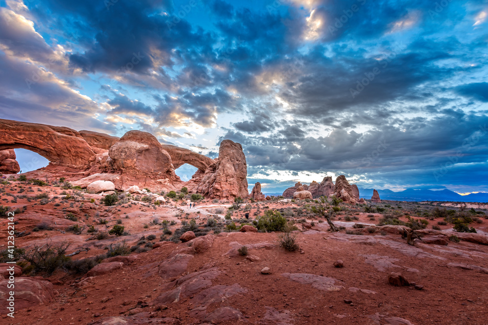 The window section, north and south window arch in the Arches National ...