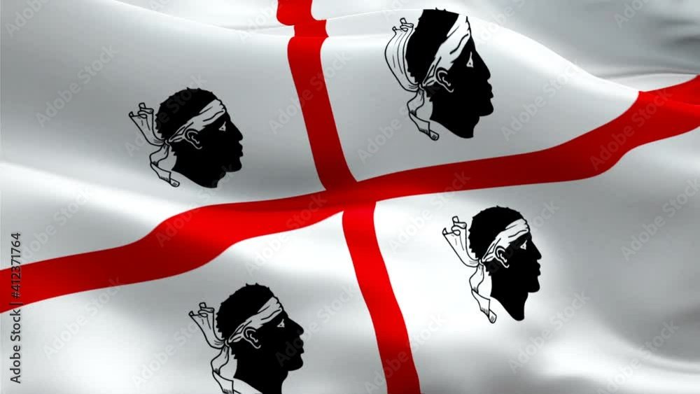 Sardinian flag Motion Loop video waving in wind. Realistic Sardinia ...