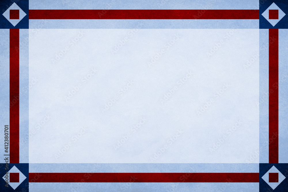 Blue frame around a sky blue textured parchment background with red ...