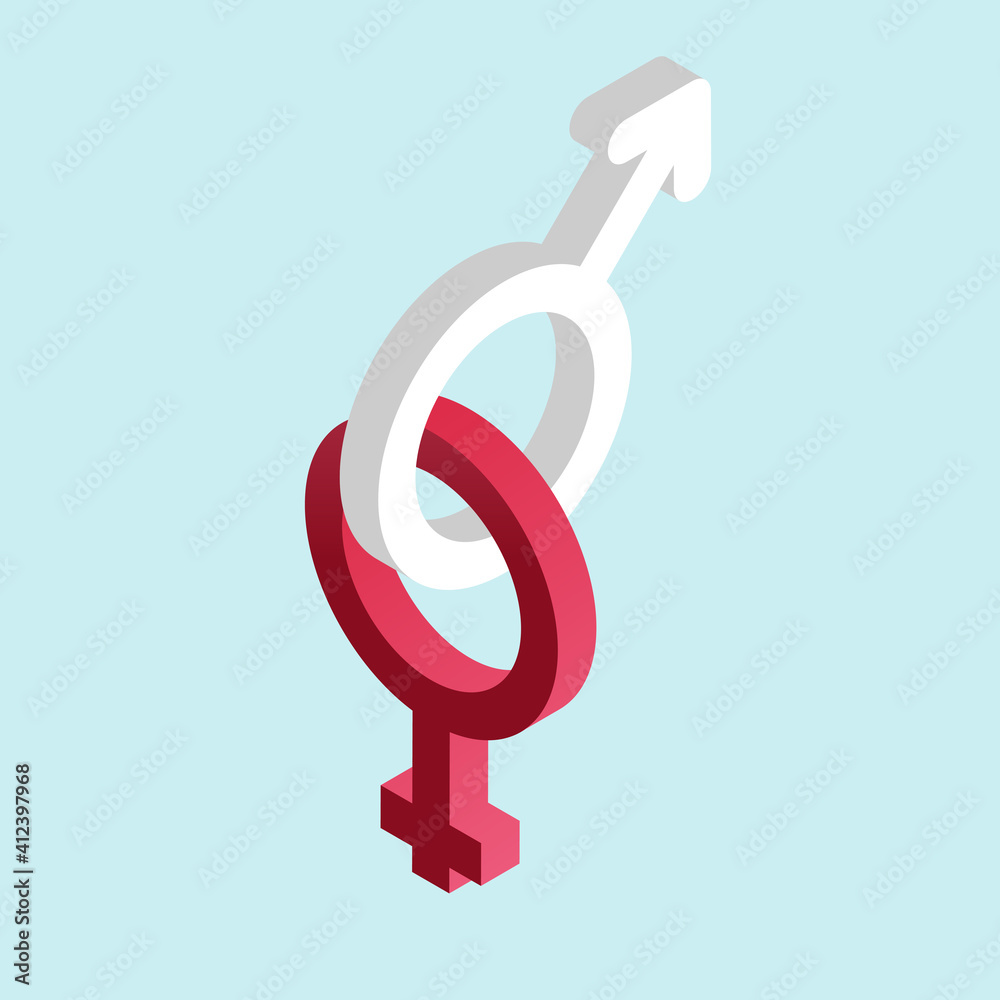 Gender symbols.Concept of connection between man and woman. Vector ...