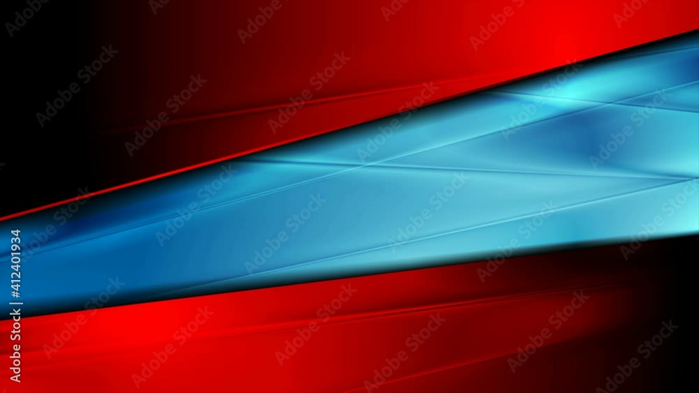Bright red and blue abstract glossy geometric motion background ...