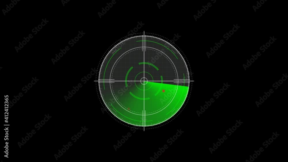 Scanning Submarine Radar Screen With World Map, Green Radar Display ...