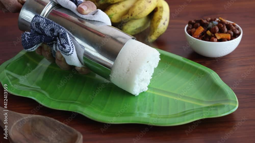 Rice Puttu white Pittu , Kadala Chickpea curry , milk tea , popular ...