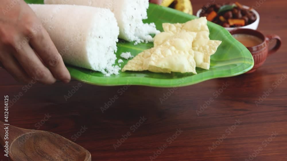 Rice Puttu white Pittu , Kadala Chickpea curry , milk tea , popular ...