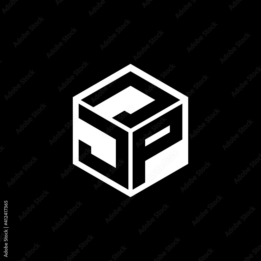 JPJ letter logo design with black background in illustrator, cube logo ...