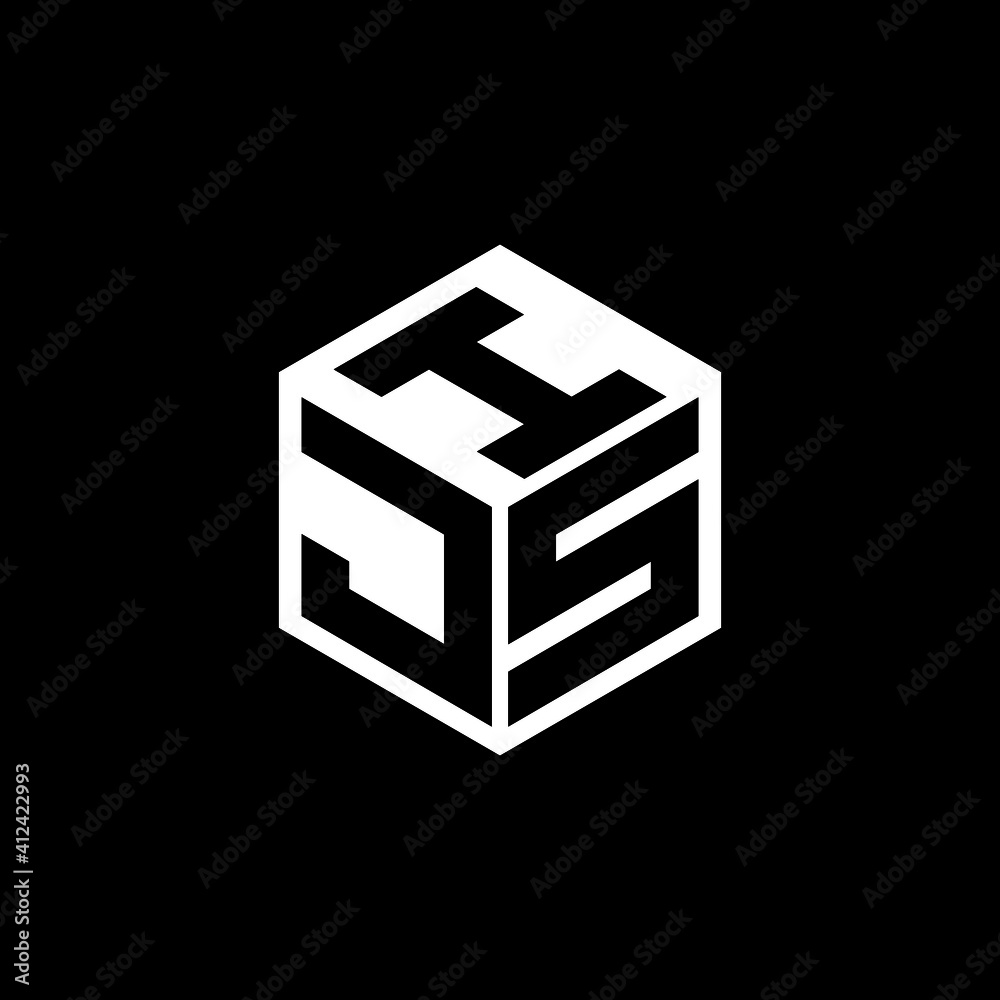 JSI letter logo design with black background in illustrator, cube logo ...