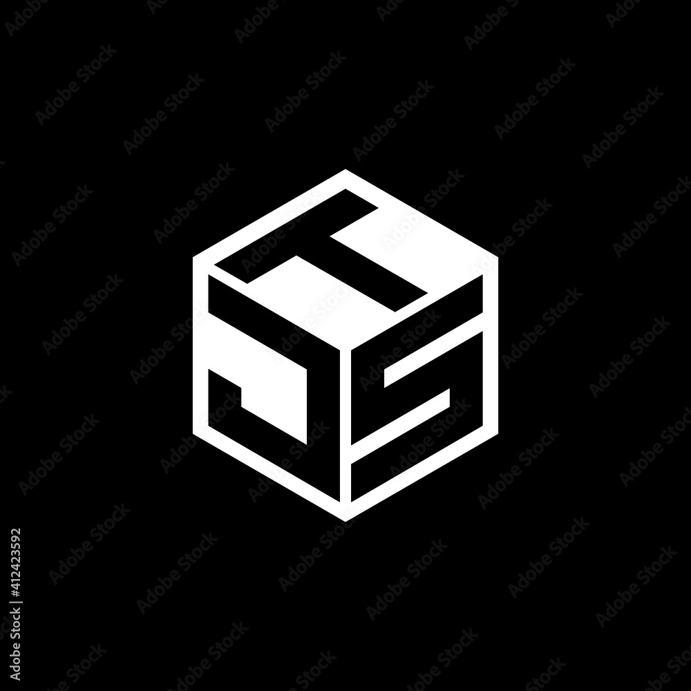 JST letter logo design with black background in illustrator, cube logo ...