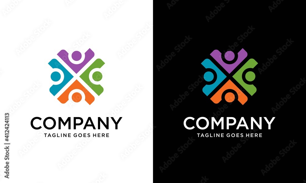 Team of four people logo. Concept of group of people meeting ...
