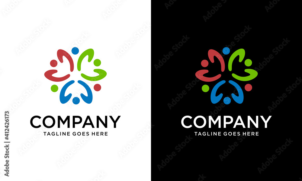 Unity Three Logo Design Illustration. Team of three people logo ...