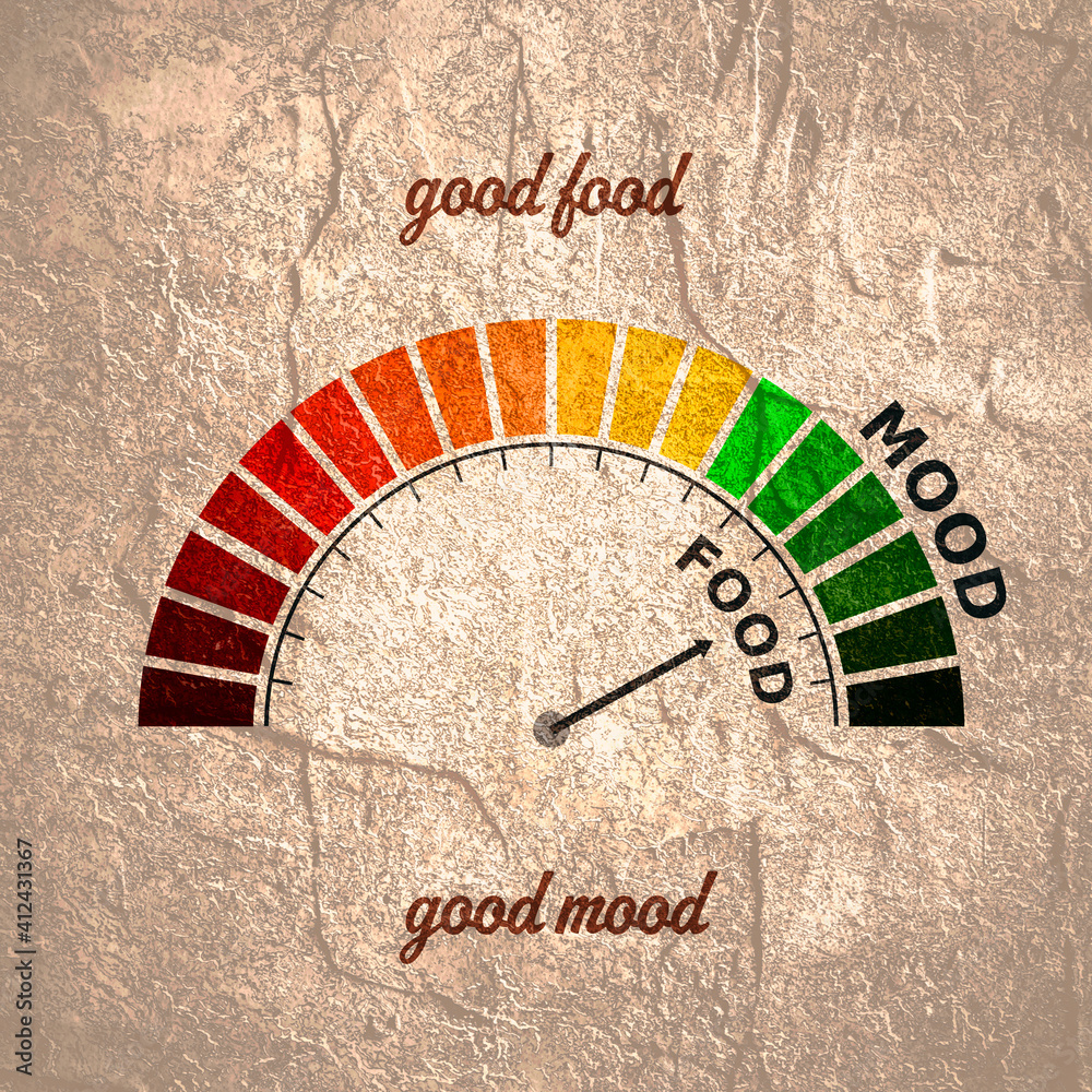 Good food is good mood. Gradient scale. Food quality level measuring ...