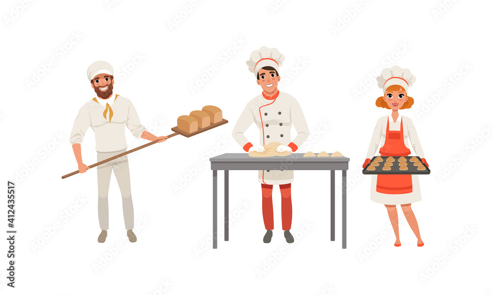 Professional Bread Bakers Baking Bread Set, Bakehouse Workers ...