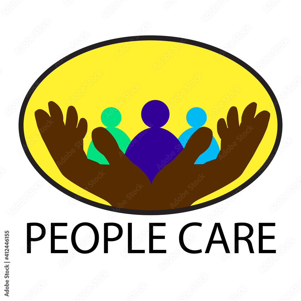 Simple and minimal design of people care on hands vector logo or icon ...