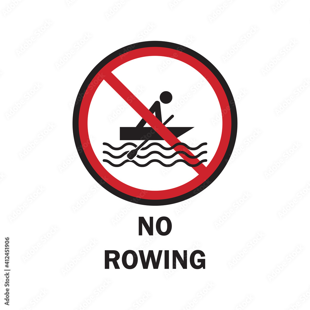 beach safety signs with no rowing warning text. vector illustration ...