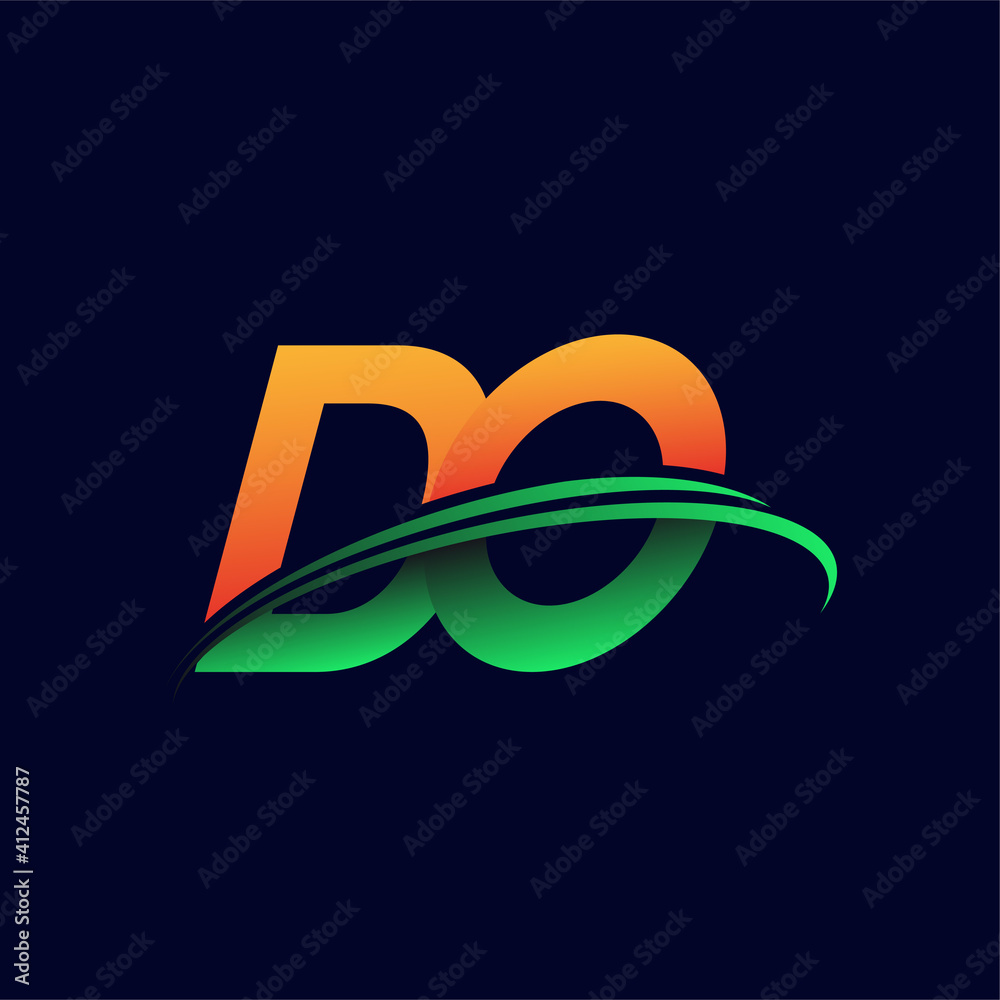 initial logo DO company name colored orange and green swoosh design ...