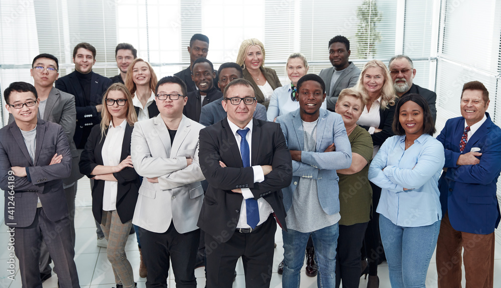 large group of diverse employees standing together. Stock Photo | Adobe ...