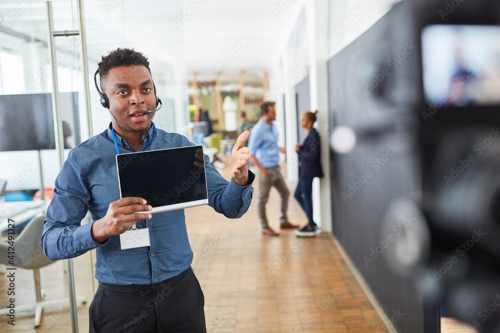 Business man as tutorial online coach Stock Photo | Adobe Stock