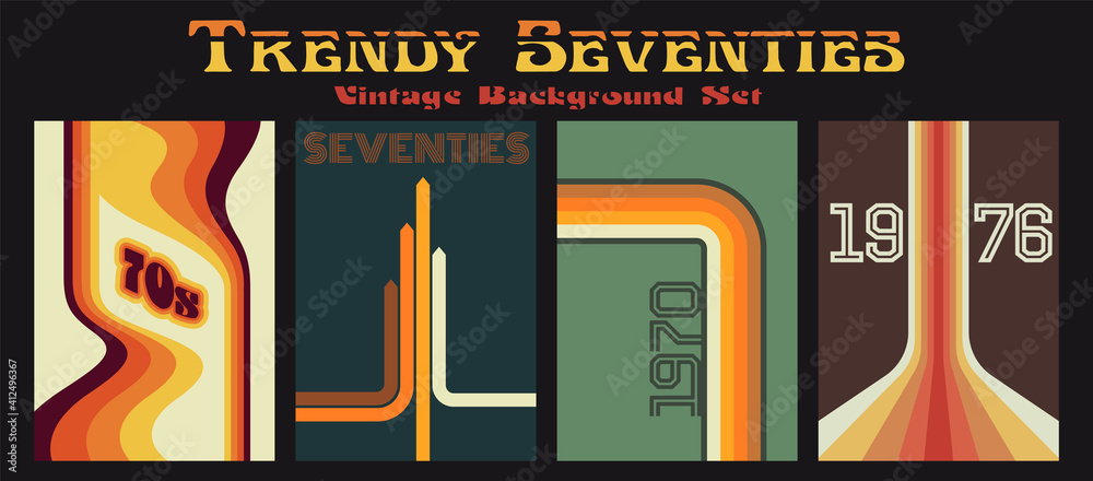 1970s Backgrounds, Cover, Poster Templates, Vintage Color Lines Stock ...