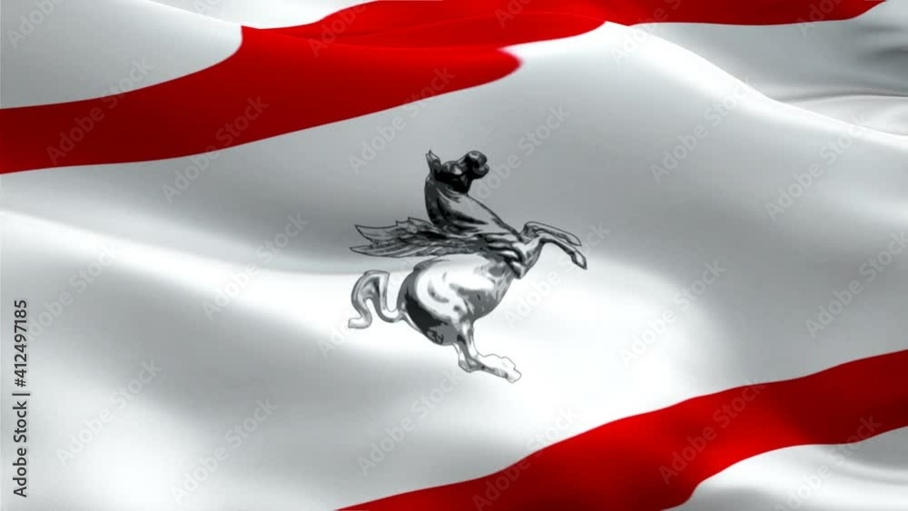 Toscano flag Motion Loop video waving in wind. Realistic Tuscany Flag ...
