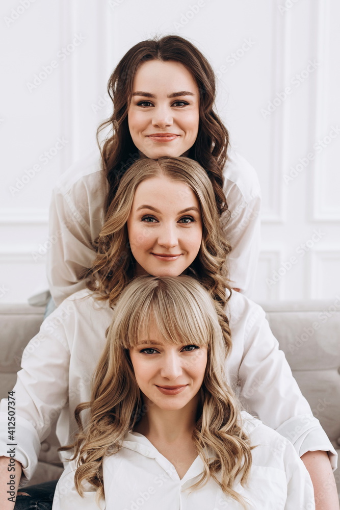 An unusual portrayal of three different women of European appearance ...