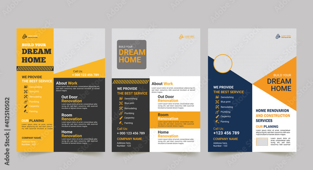 Modern Construction Flyer Background Design. Corporate construction ...