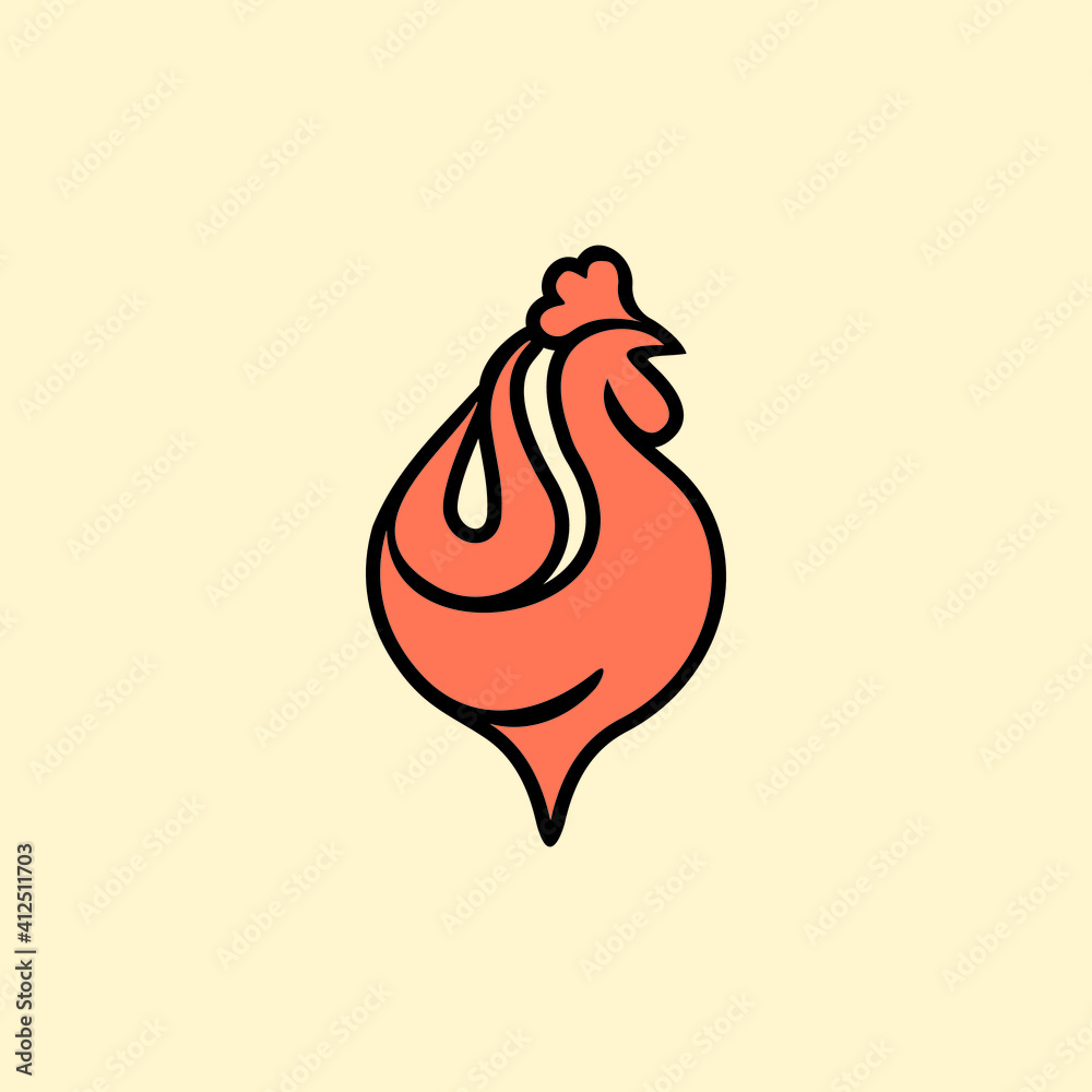 fire chicken flame hot logo vector icon illustration, vintage ...