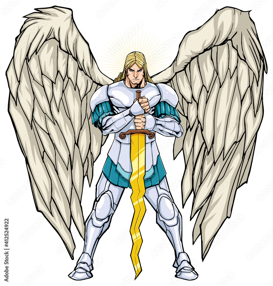 Archangel Michael Standing Stock Vector | Adobe Stock