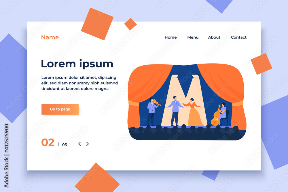 Opera singers playing on stage with musicians. Theatre performers ...