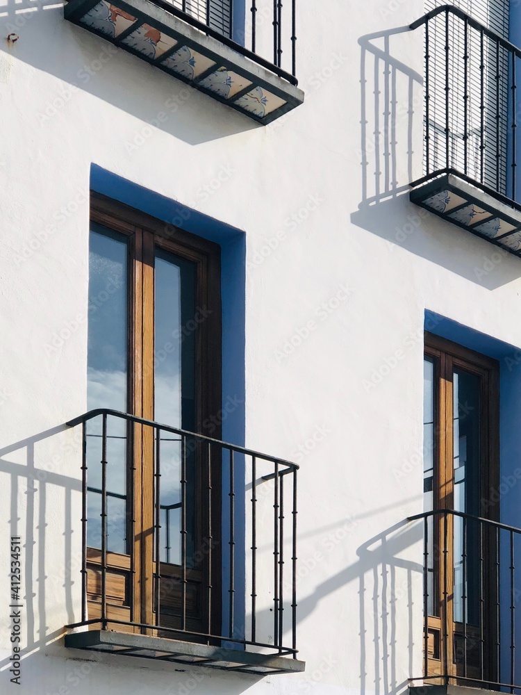 ventanas, edificio, arquitectura, casa, escalones, balcones ...