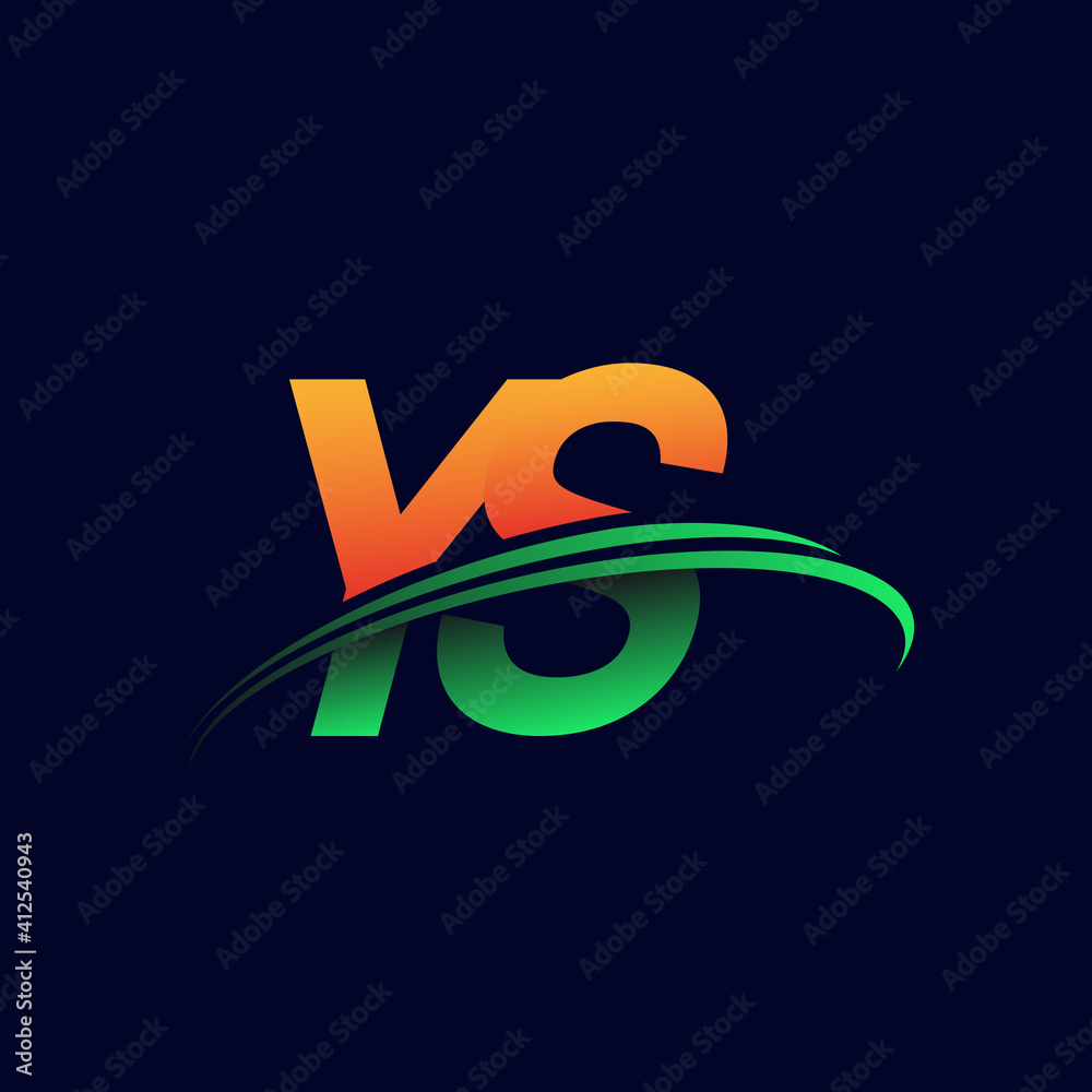 initial logo YS company name colored orange and green swoosh design ...