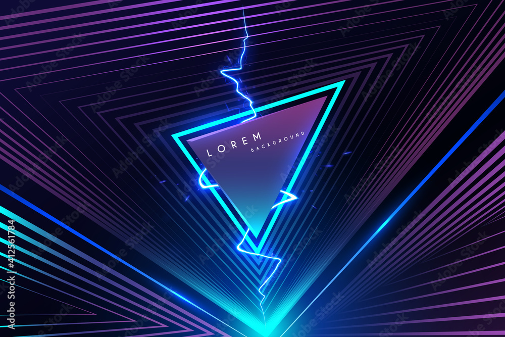 Abstract neon triangle background with lightning effect Stock Vector ...