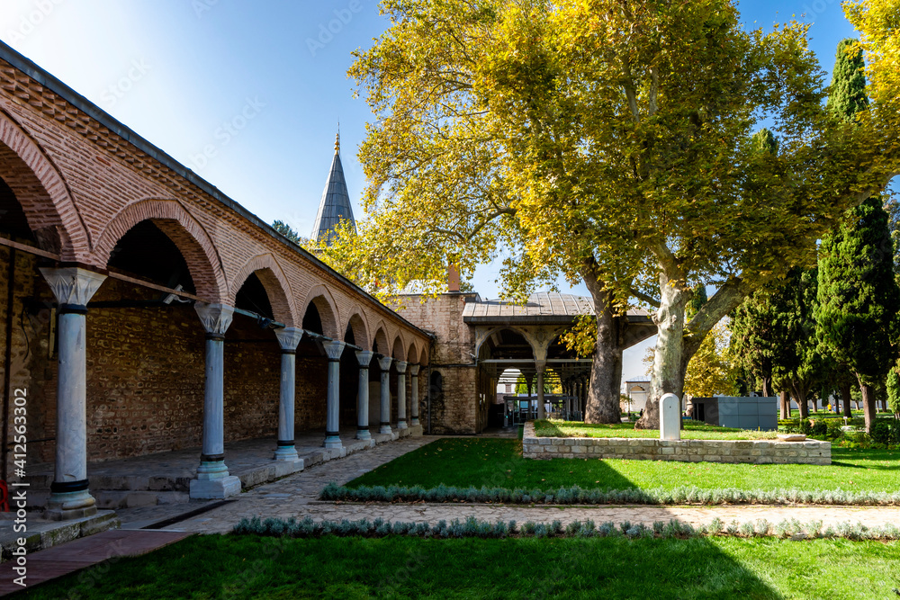 The gate of felicity in Topkapi Palace. Topkapi Palace is populer ...