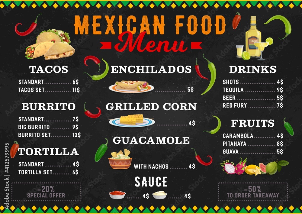 Mexican Lunch Menu
