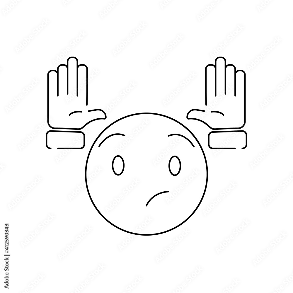 Isolated vector illustration. Two open human hands icon. Linear sketch ...