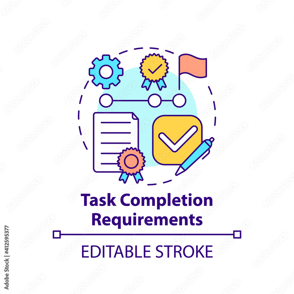 Stockvector Task completion requirements concept icon. Newbie ...