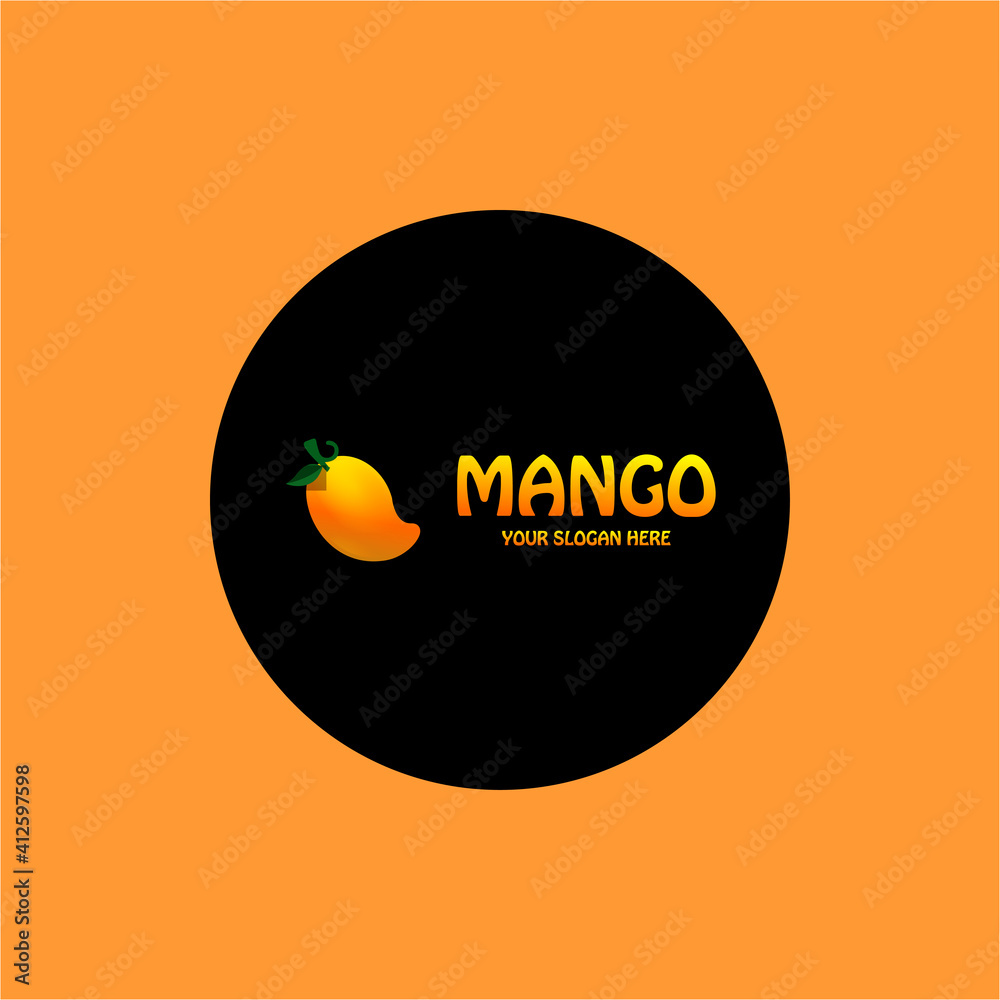 Mango fruit logo. Round linear logo of mango Stock Vector | Adobe Stock