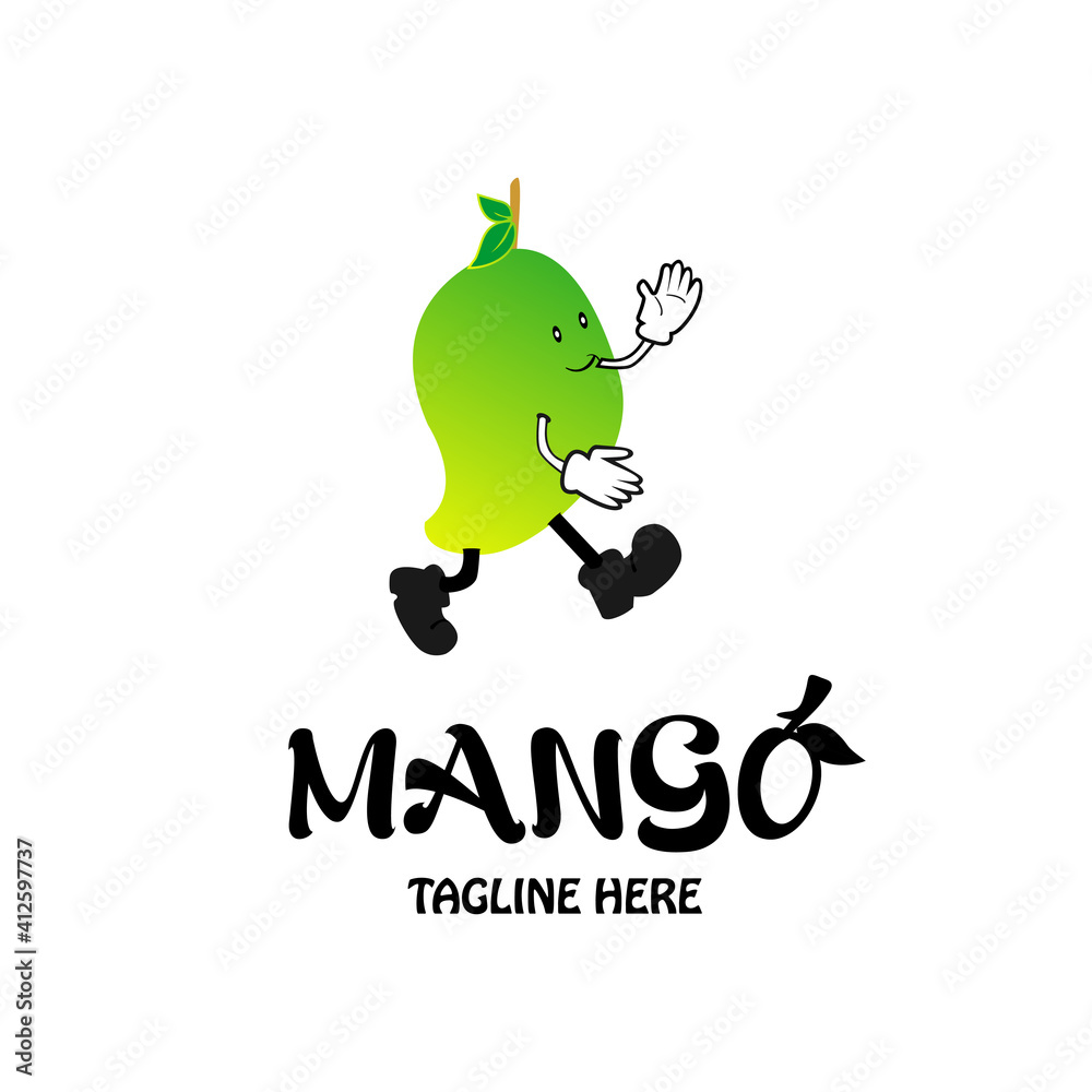 Mango fruit logo. Round linear logo of mango Stock Vector | Adobe Stock