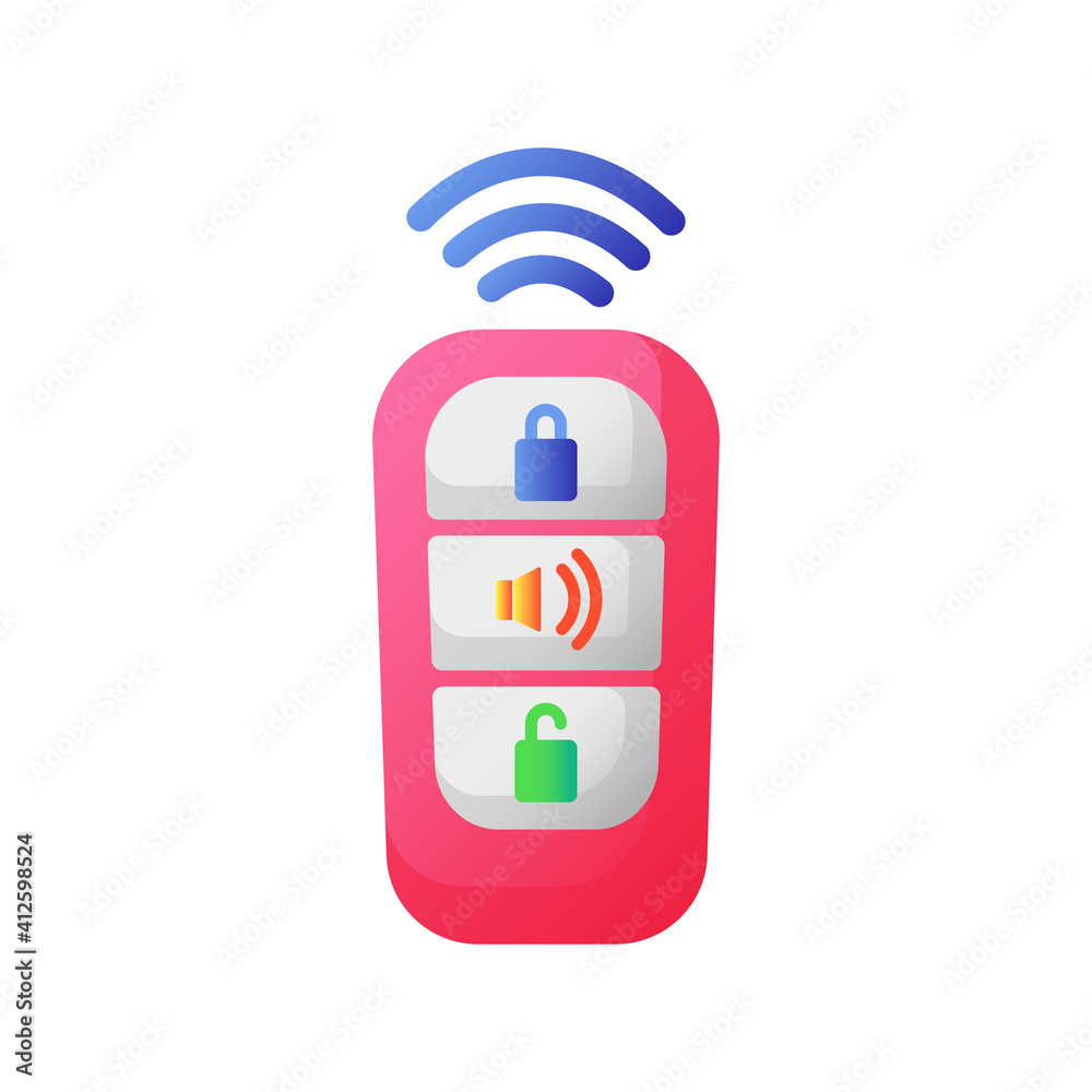 Keyless entry vector flat color icon. Automobile protection. Vehicle ...