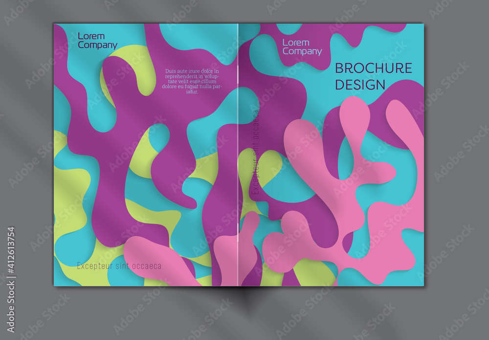 Brochure Cover Layouts with Paper Craft Overlapping Shapes Stock ...