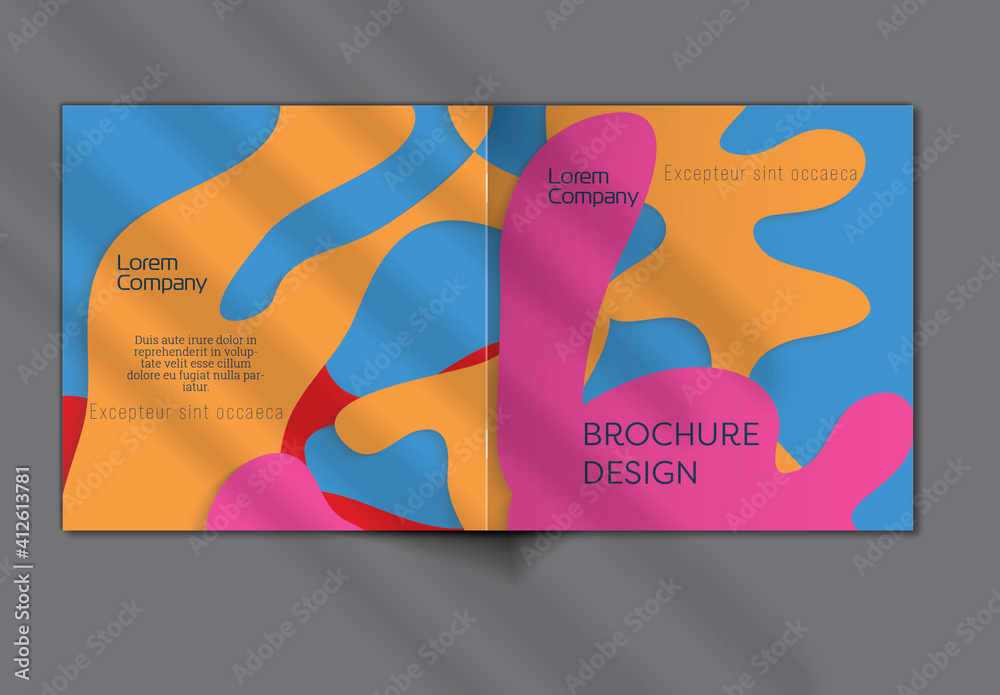 Brochure Cover Layouts with Paper Cut Overlapping Shapes Stock Template ...