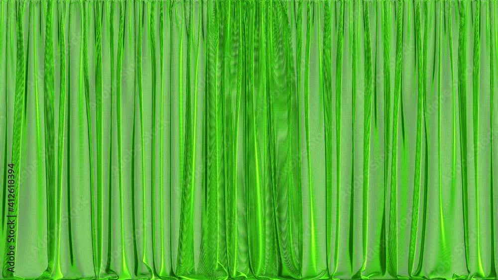 Realistic 1080p 3D animation of the green transparent window curtains ...